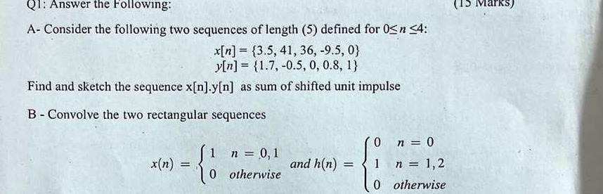 Solved A- Consider the following two sequences of length (5) | Chegg.com