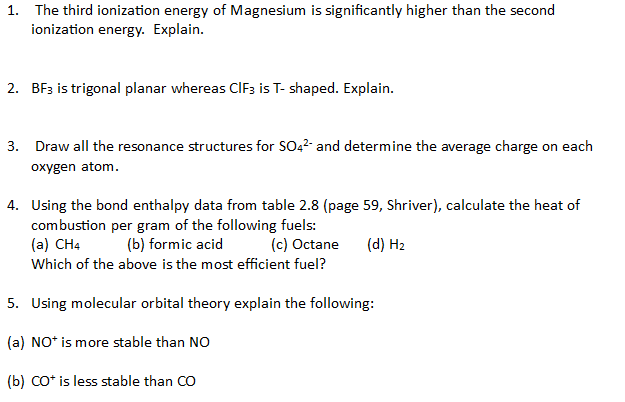 Solved 1. The third ionization energy of Magnesium is | Chegg.com