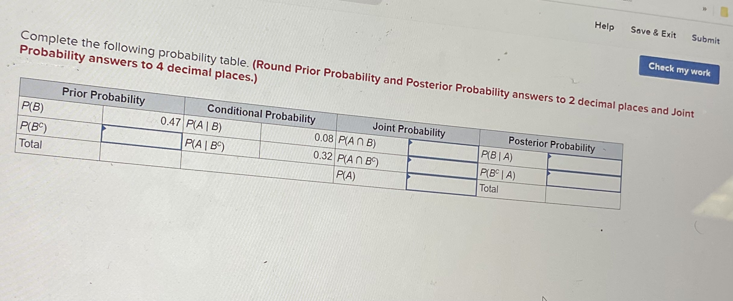 Solved Complete the following probability table. (Round | Chegg.com