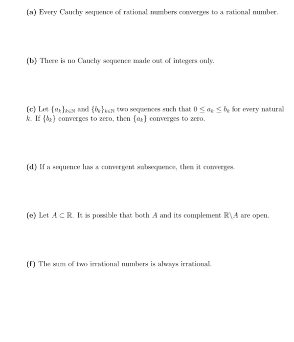 Solved (a) Every Cauchy sequence of rational numbers | Chegg.com