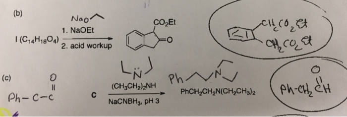 Solved (b) Nao CO2Et 1. NaOEt l (C14H18O4) 2. acid workup | Chegg.com