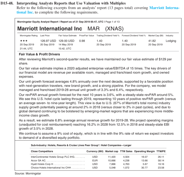 D15-48. Interpreting Analysts Reports that Use | Chegg.com
