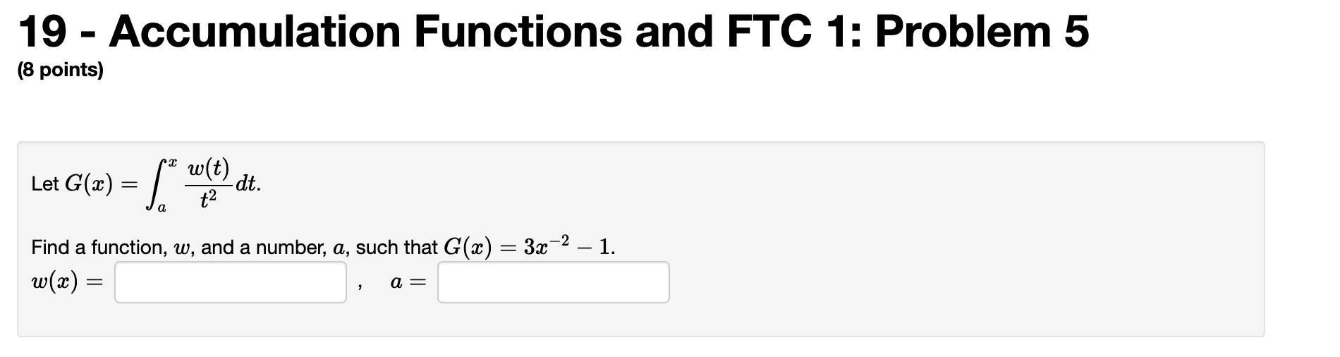 Solved 19 - Accumulation Functions and FTC 1: Problem 5 (8 | Chegg.com