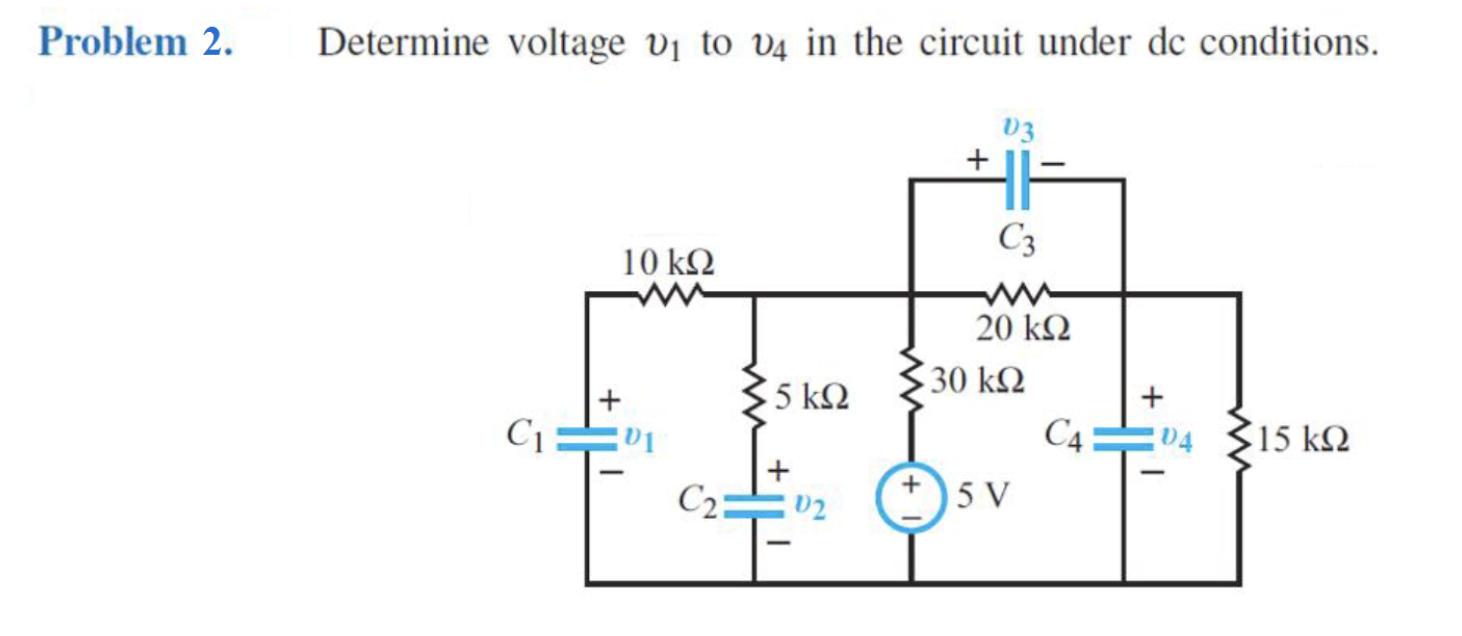 Solved Determine voltage v1 to v4 in the circuit under dc | Chegg.com