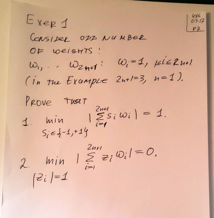 Solved Exep 1 Consider opp number OF weicris: | Chegg.com