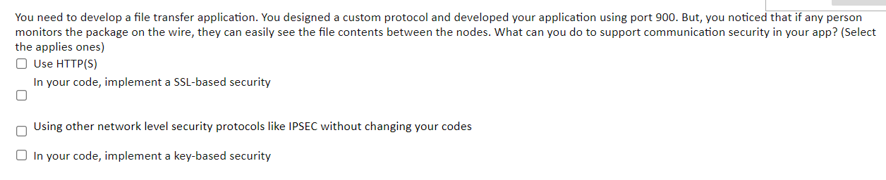 Solved You need to develop a file transfer application. You | Chegg.com