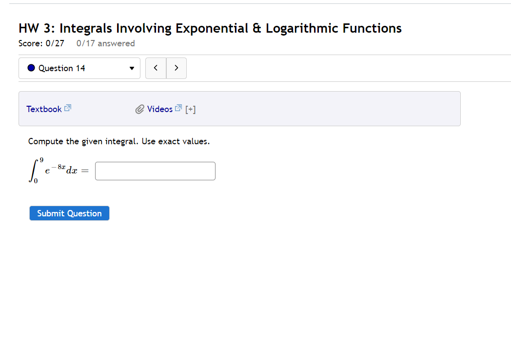 Solved HW 3: Integrals Involving Exponential \& Logarithmic | Chegg.com