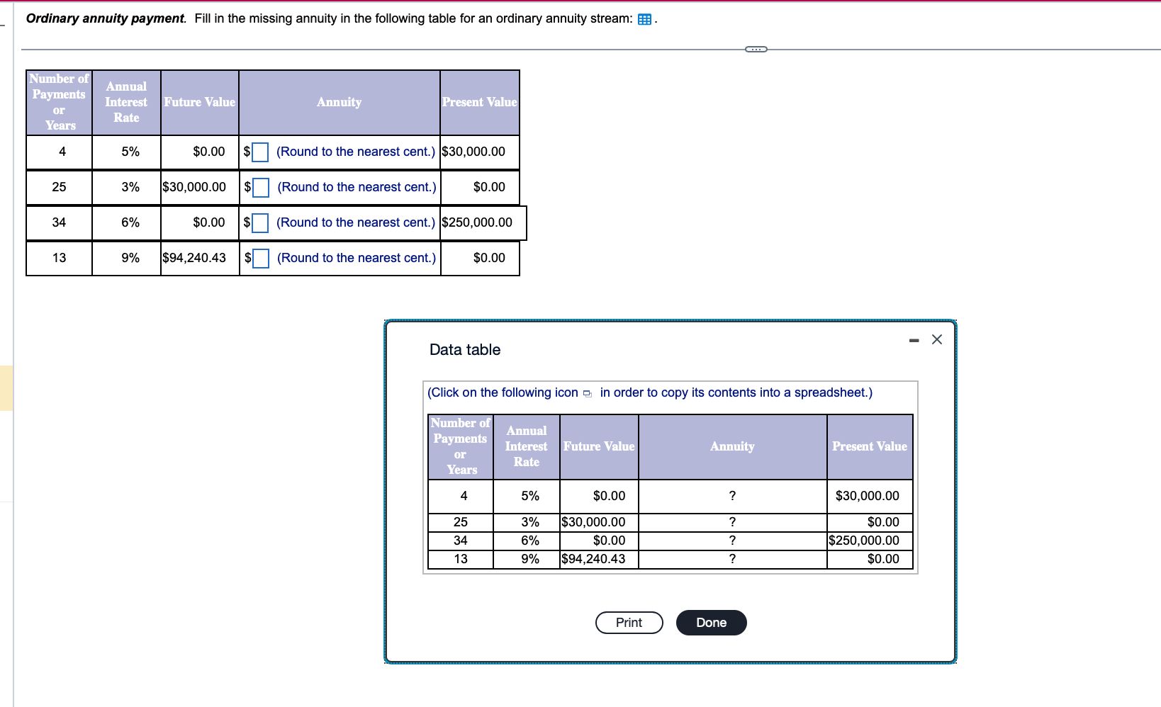 Solved Ordinary annuity payment. Fill in the missing annuity | Chegg.com