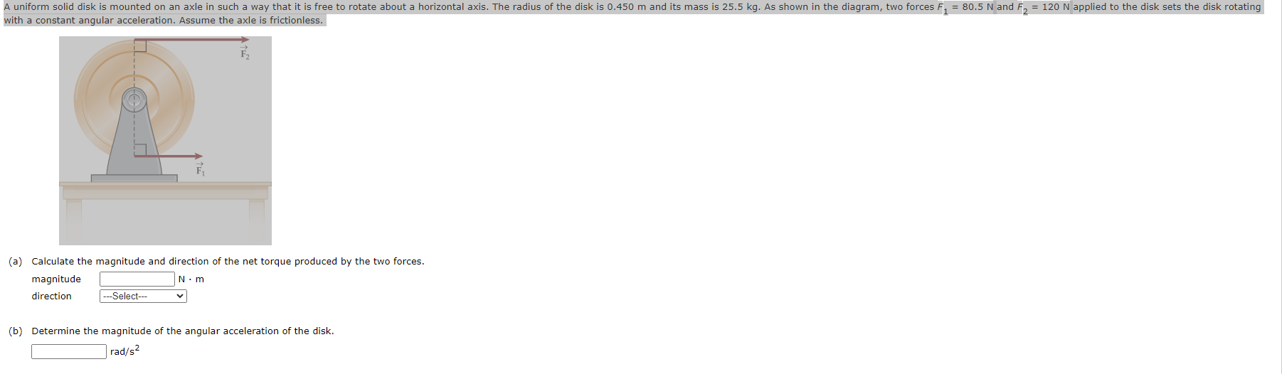 Solved A uniform solid disk is mounted on an axle in such a | Chegg.com
