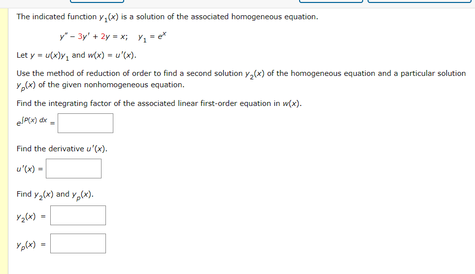 Solved The indicated function y1(x) is a solution of the | Chegg.com