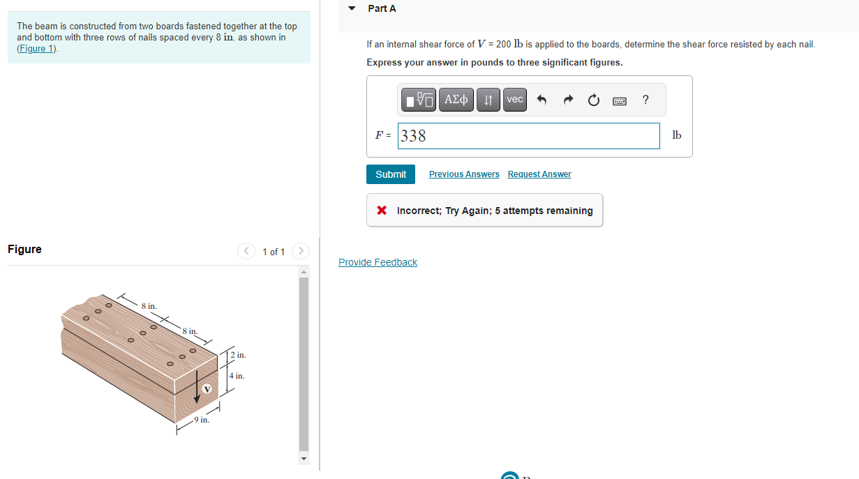 Solved The beam is constructed from two boards fastened | Chegg.com