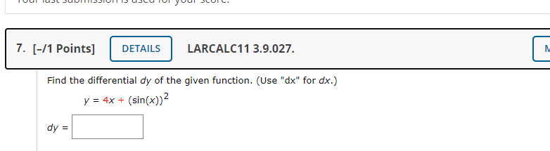 Solved 7. [-/1 Points] DETAILS LARCALC11 3.9.027. M Find the | Chegg.com