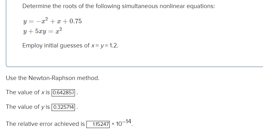 Solved Determine the roots of the following simultaneous | Chegg.com