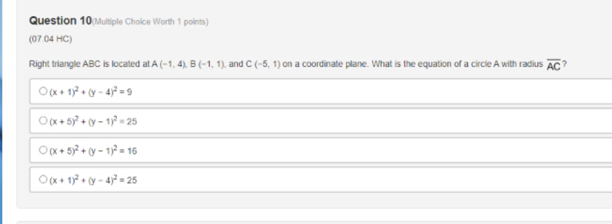 Solved Question 10 Multiple Choice Worth 1 points) (07.04 | Chegg.com