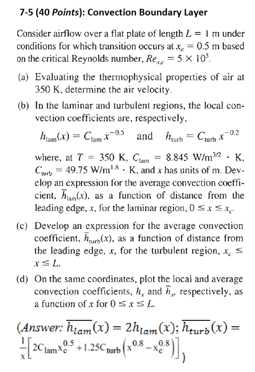 7-5 (40 ﻿Points): Convection Boundary LayerConsider | Chegg.com