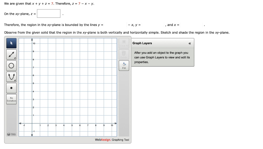 Solved We are given that x+y+z=7. Therefore, z=7−x−y. On the | Chegg.com