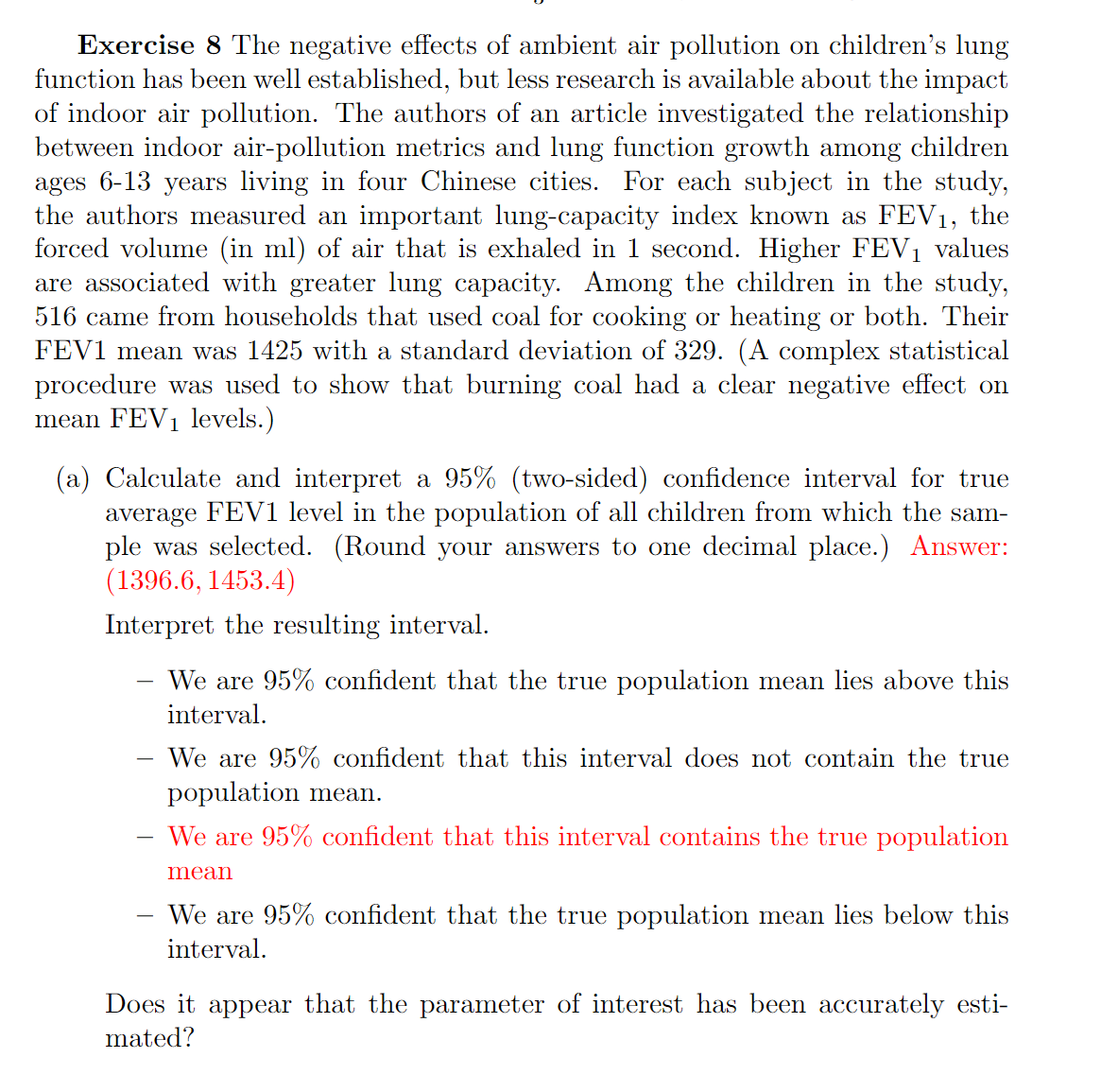 Exercise 8 The negative effects of ambient air | Chegg.com
