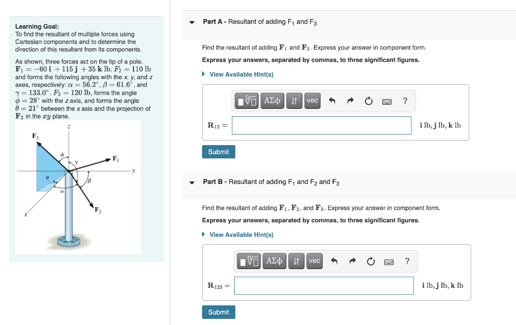 Solved Learning Goal: ∇ Part A - Resultant of adding F1 and | Chegg.com