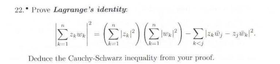 Solved 22.Prove Lagrange's identity: 2 T7 2 k | Chegg.com