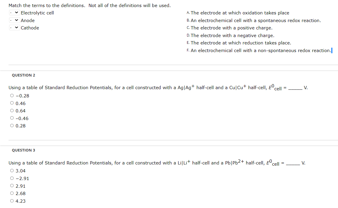 Solved Match the terms to the definitions. Not all of the | Chegg.com