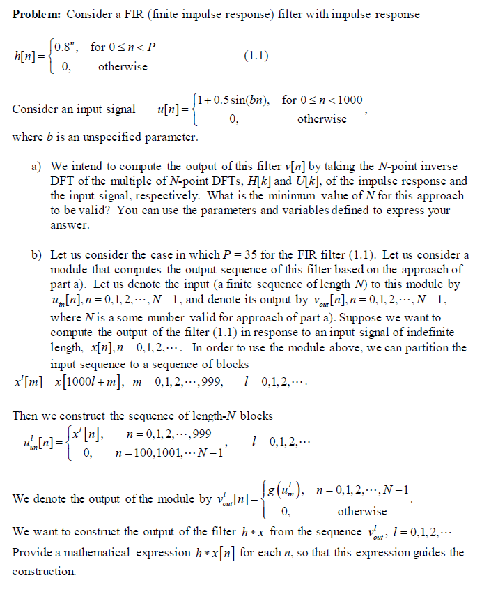 Problem: Consider a FIR (finite impulse response) | Chegg.com