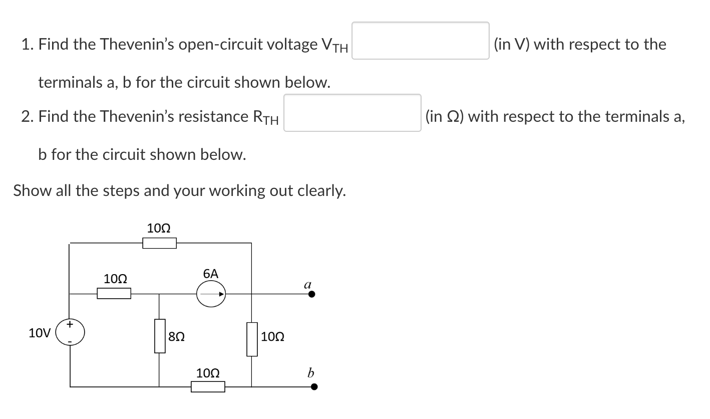 Solved 1 Find The Thevenins Open Circuit Voltage Vth