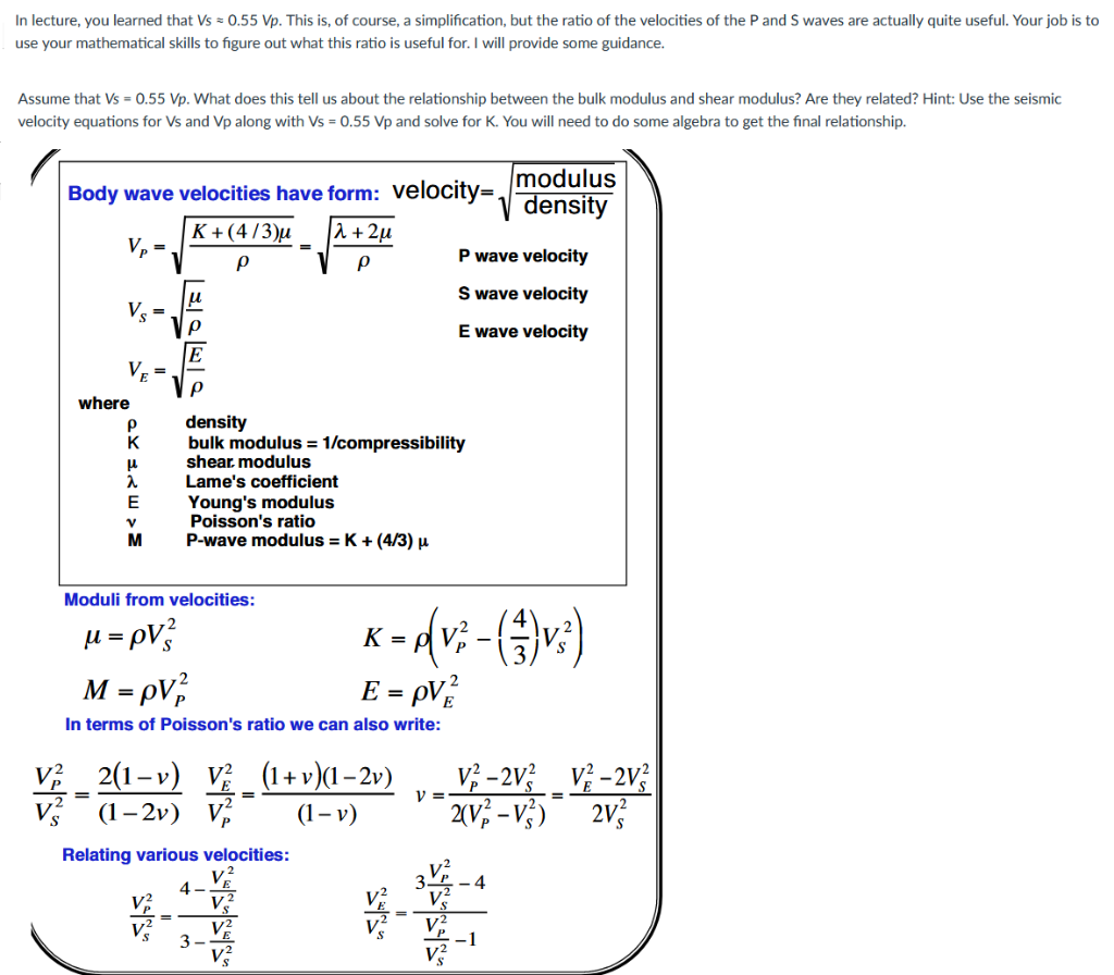 Solved In lecture, you learned that Vs0.55 Vp. This is, of | Chegg.com