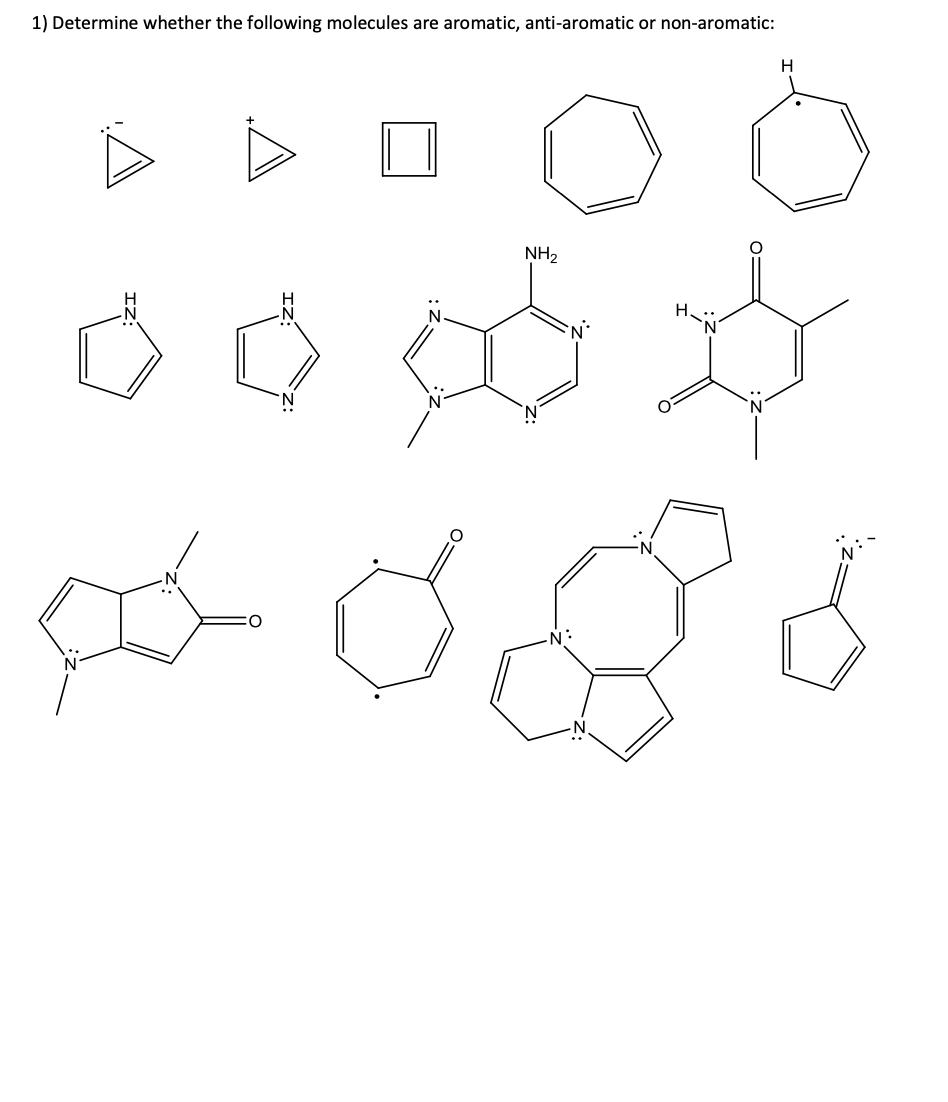Solved Determine whether the following molecules are | Chegg.com