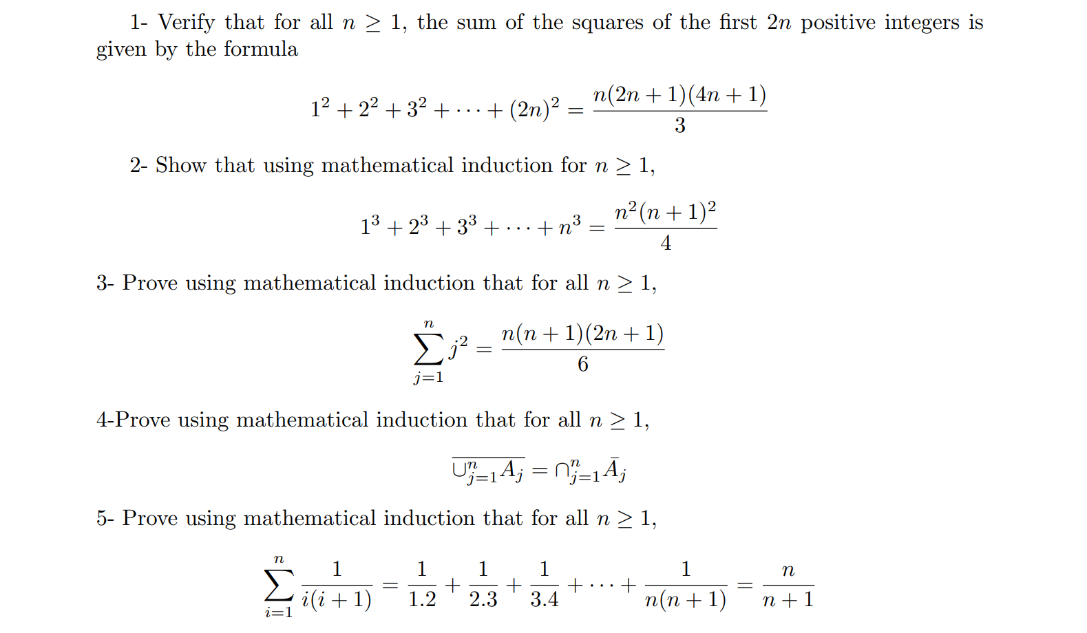 Solved 1- Verify that for all n > 1, the sum of the squares | Chegg.com