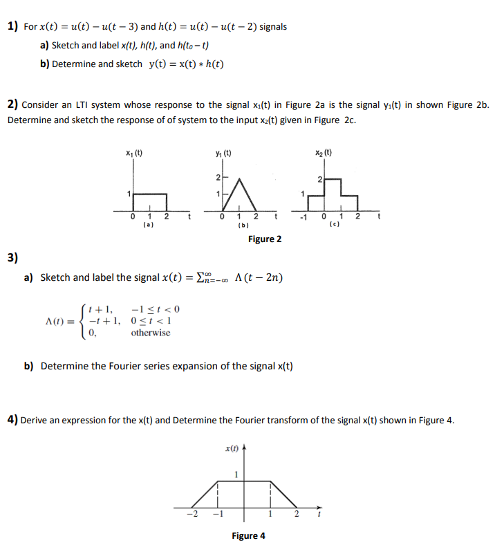 Solved 1) For x(t) = u(t) – u(t - 3) and h(t) = u(t) – u(t - | Chegg.com