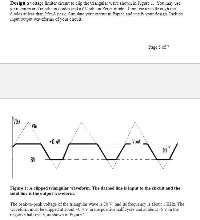 Solved Design a voltage limiter circuit to clip the | Chegg.com