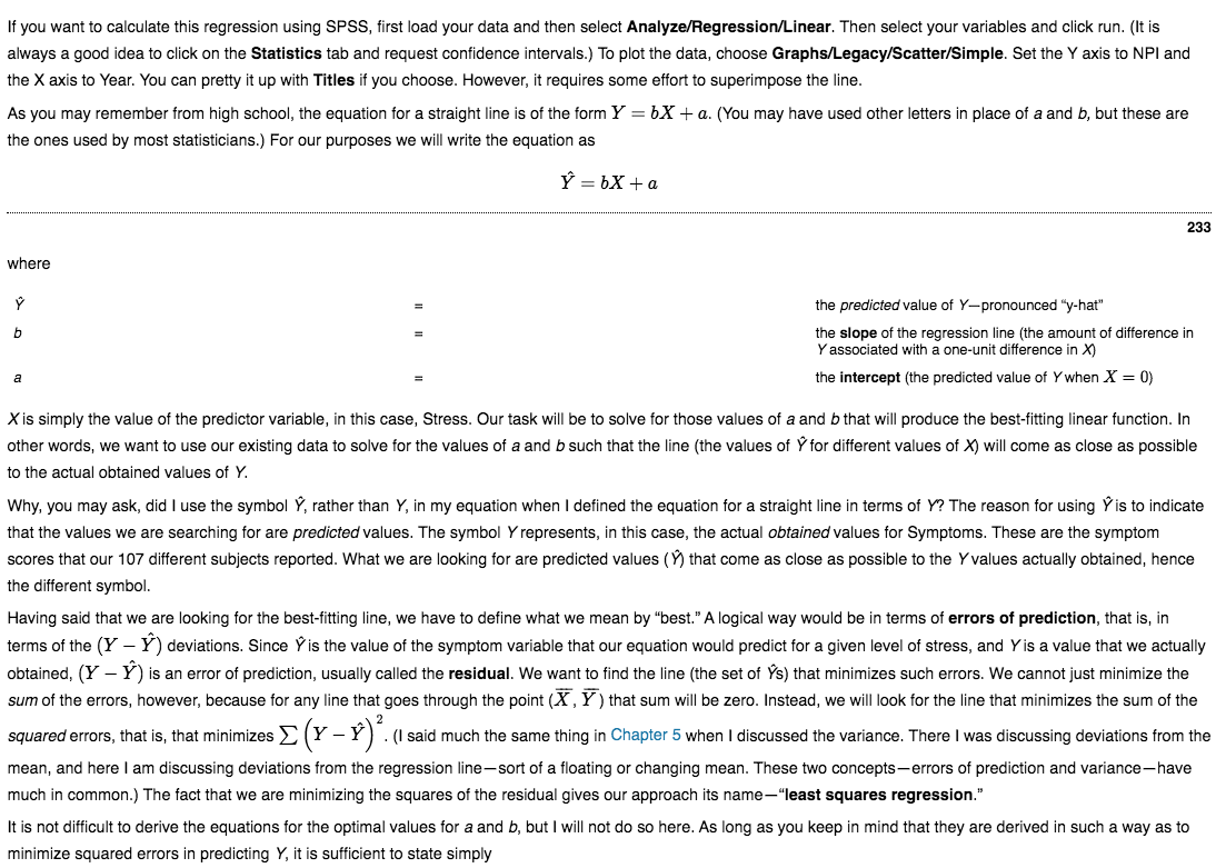 Solved For the above example, compute the regression | Chegg.com