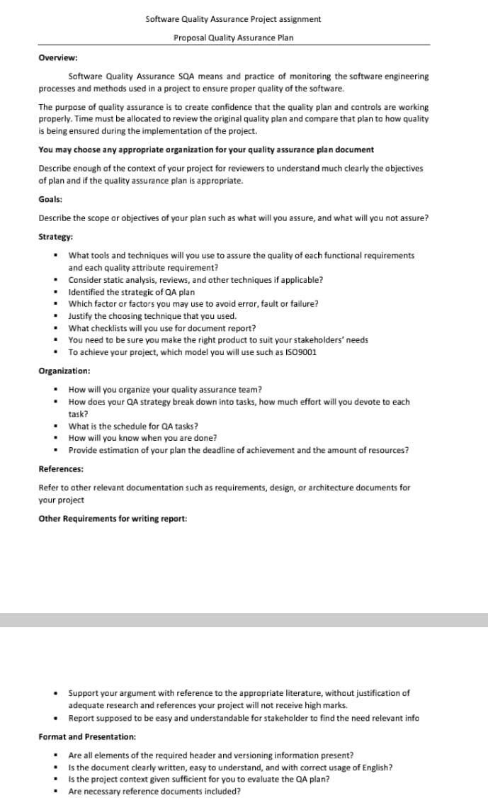 assignment , software quality standards assignment , | Chegg.com