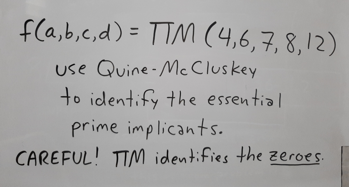 Solved f(a,b,c,d) = TIM (4,6,7,8,12) use Quine-Mc Cluskey to | Chegg.com