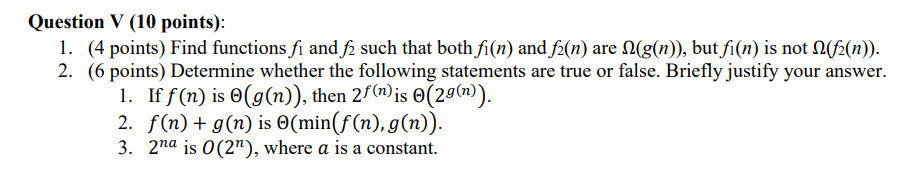 Solved Question V (10 points): 1. (4 points) Find functions | Chegg.com