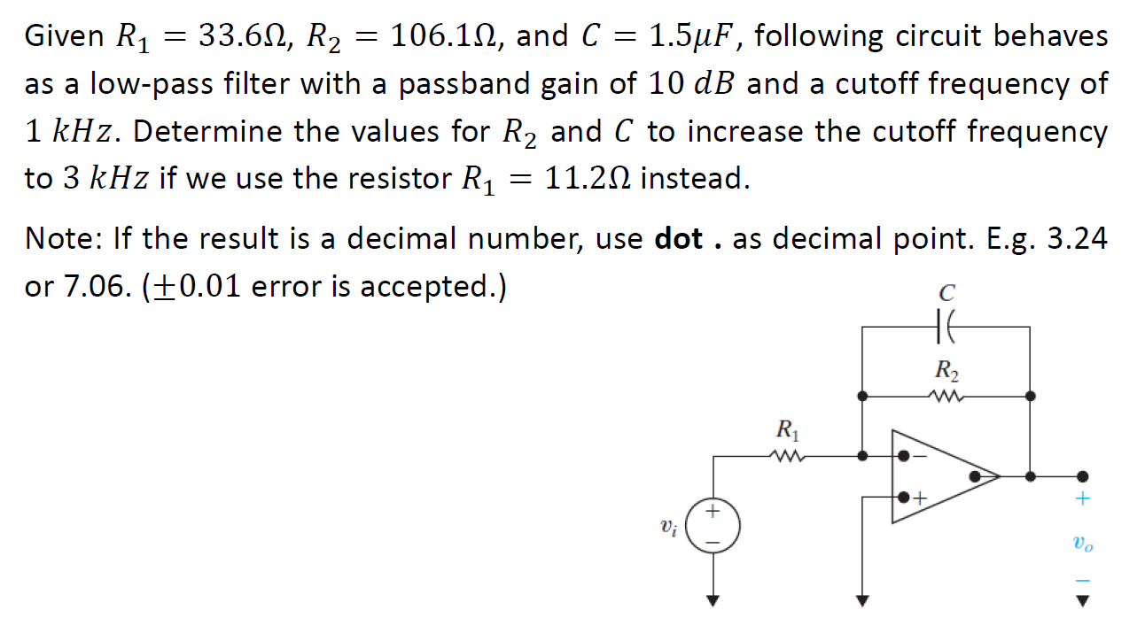Solved Given R1=33.6Ω,R2=106.1Ω, and C=1.5μF, following | Chegg.com