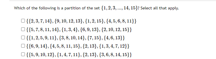 Solved Which of the following is a partition of the set | Chegg.com