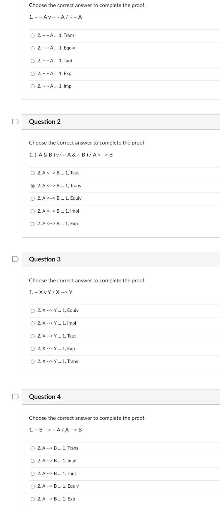 Solved Choose the correct answer to complete the proof. 1. | Chegg.com