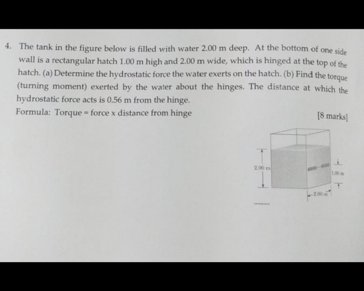 Solved 4. The tank in the figure below is filled with water | Chegg.com