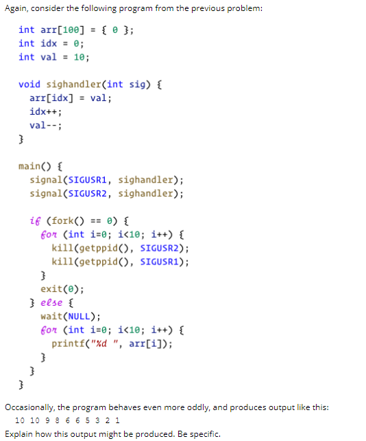 Solved Again, consider the following program from the | Chegg.com