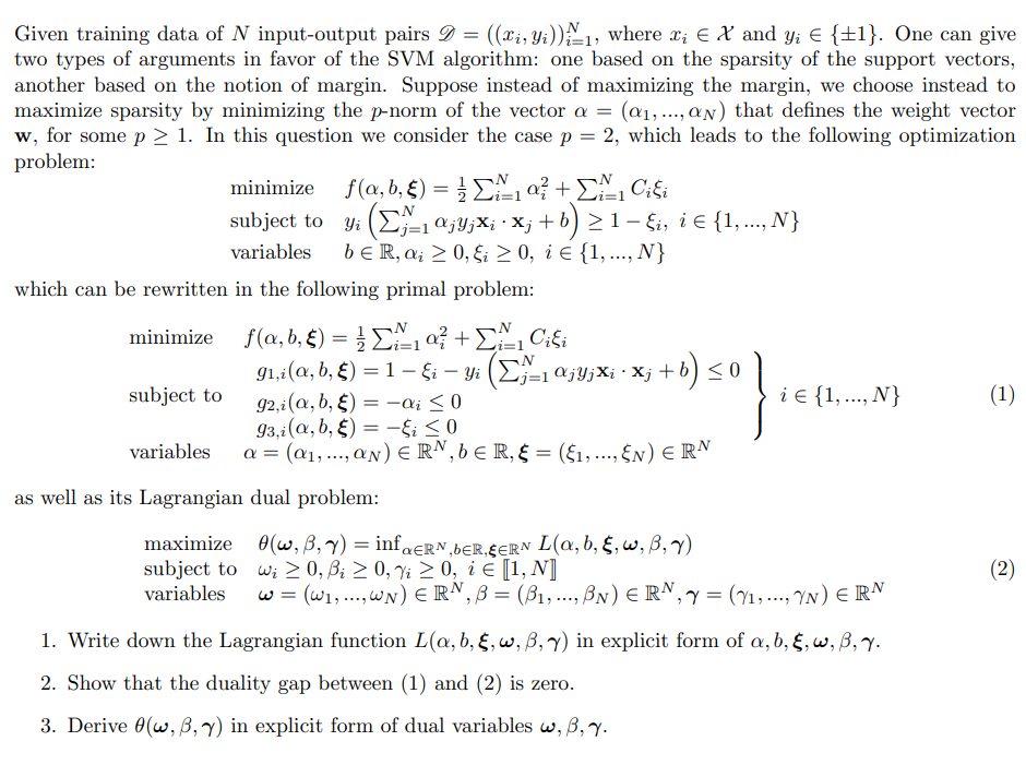Solved Given training data of N ﻿input-output pairs | Chegg.com
