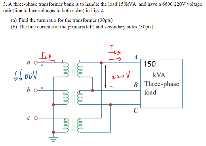 Solved 3. A three-phase transformer bank is to handle the | Chegg.com