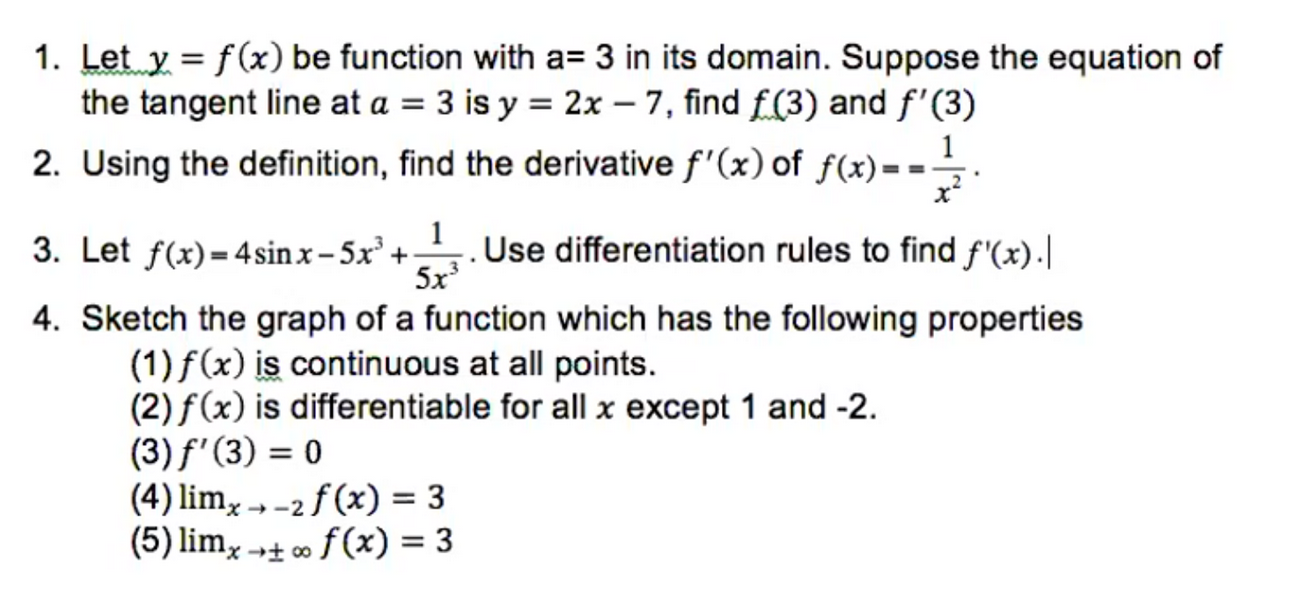 Solved 1. Let y = f(x) be function with a= 3 in its domain. | Chegg.com