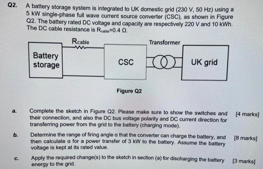 Solved Q2. A battery storage system is integrated to UK | Chegg.com