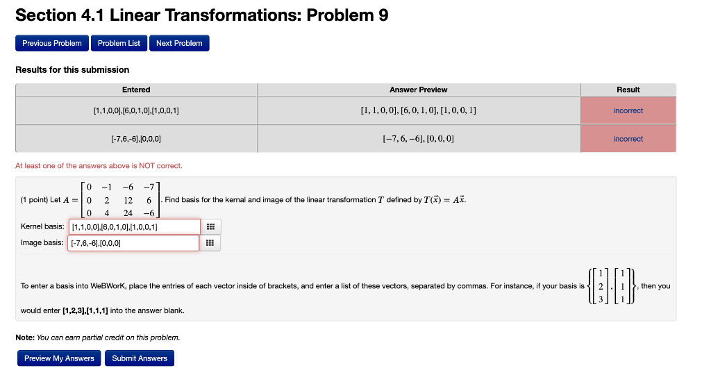 Solved Section 4 1 Linear Transformations Problem 9