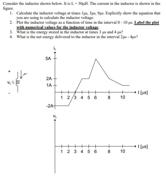 Solved Consider the inductor shown below. It is L = 30H. The | Chegg.com