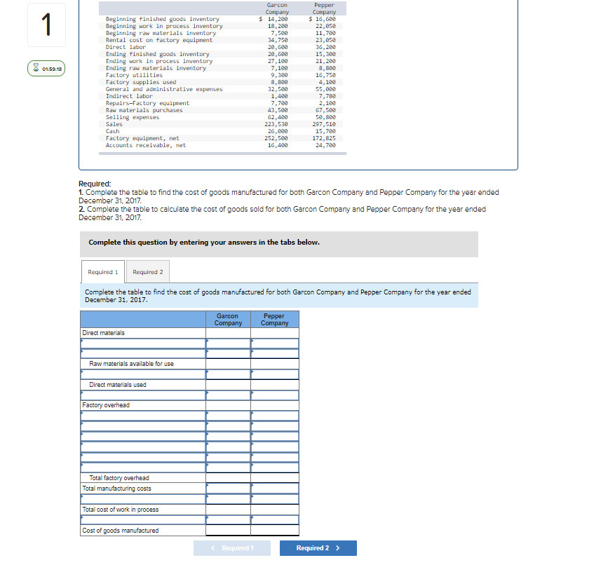 Solved 1 8 01:59:18 Beginning finished goods inventory | Chegg.com