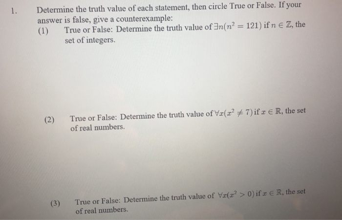 Solved Determine the truth value of each statement, then | Chegg.com