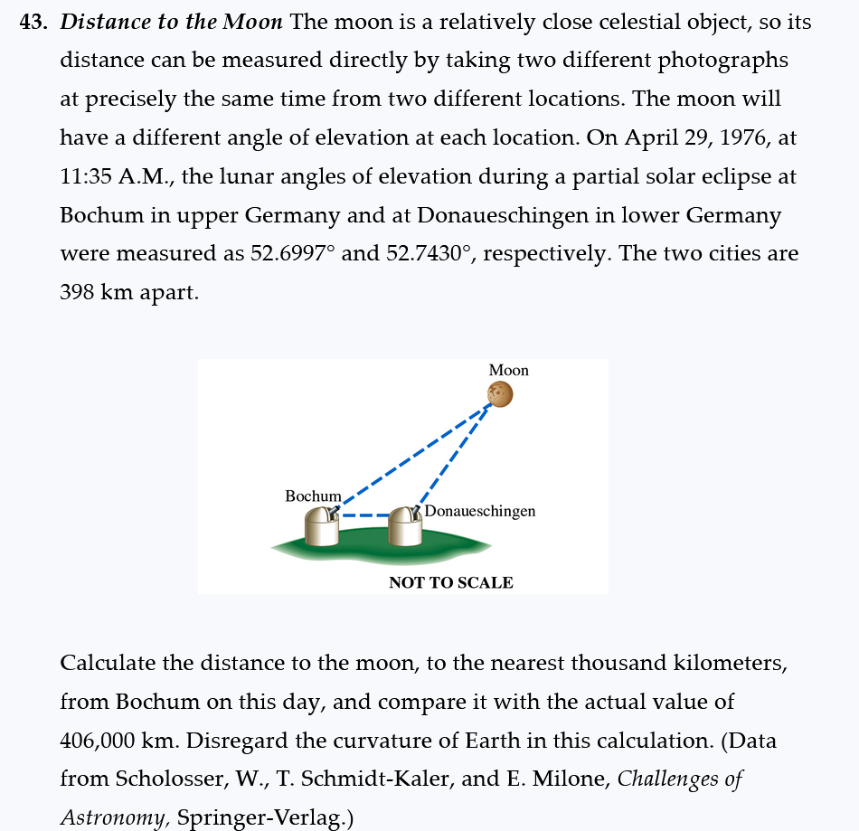 Solved Distance to the Moon The moon is a relatively close | Chegg.com