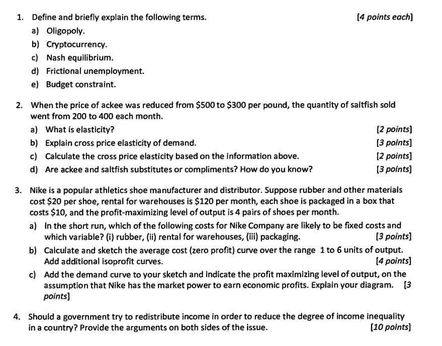 Solved 1. Define and briefly explain the following terms. [4 | Chegg.com